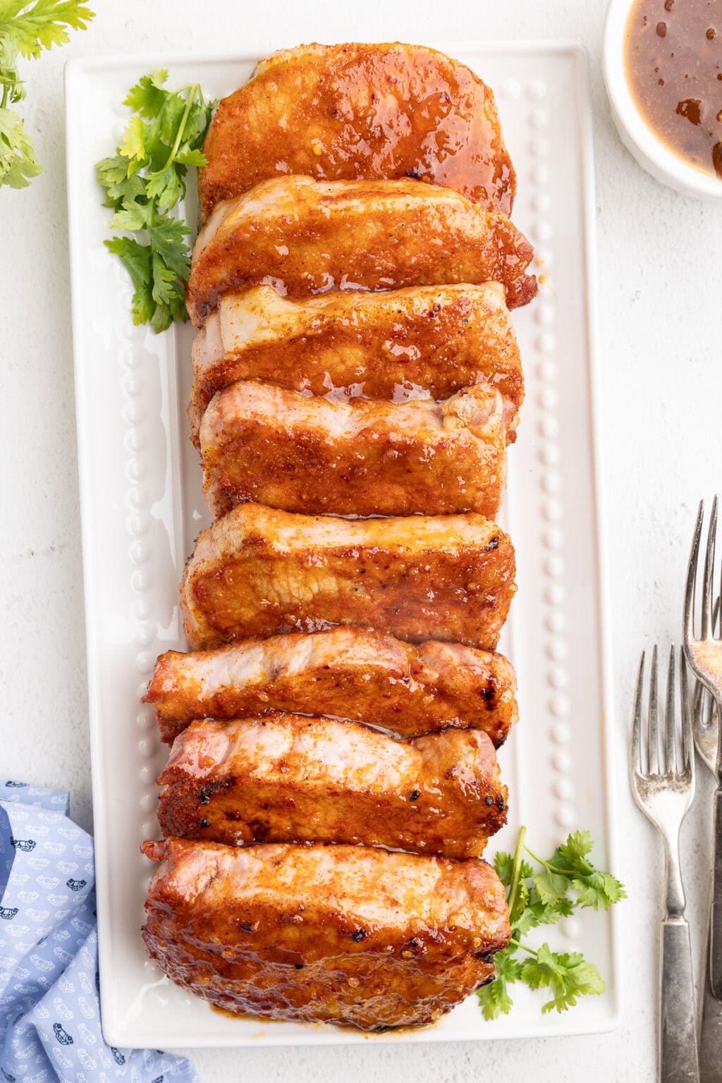 Grilled Pork Chops with Peach Bourbon BBQ Sauce - Bobbi's Kozy Kitchen