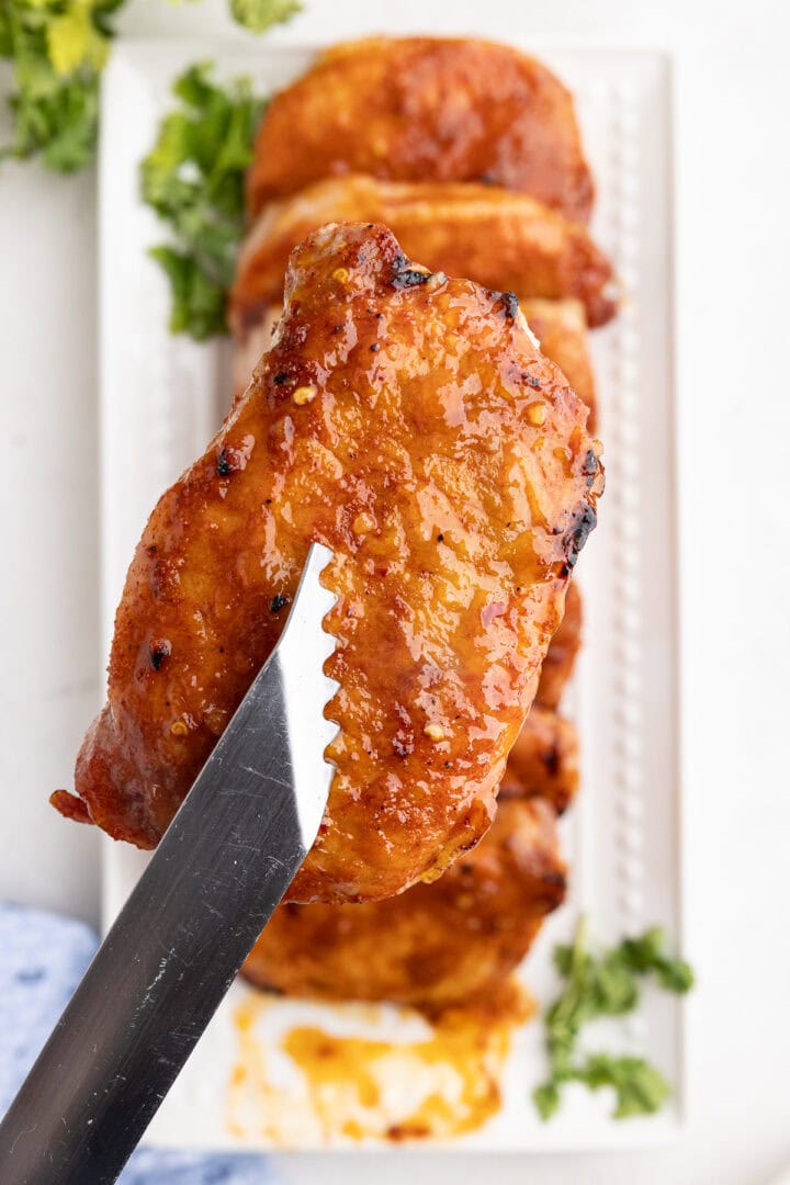 Grilled Pork Chops with Peach Bourbon BBQ Sauce - Bobbi's Kozy Kitchen