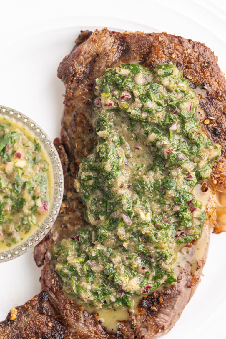 Grilled Ribeyes with Roasted Jalapeño Chimichurri - Bobbi's Kozy Kitchen